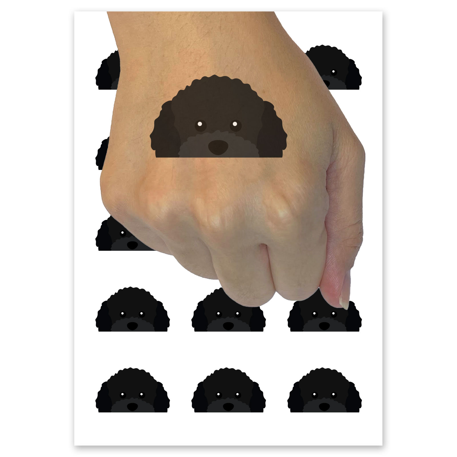 Peeking Black Toy Poodle Dog Temporary Tattoo Water Resistant Fake Body ...