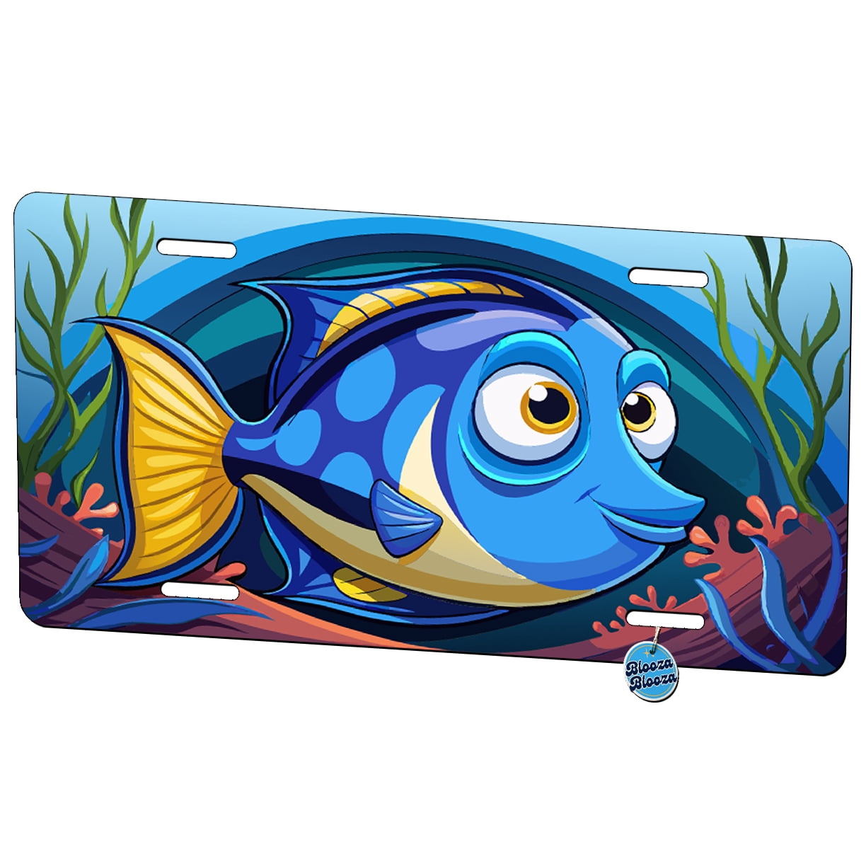 Peeking Blue Tang Fish Metal Novelty License Plate - Walmart.com