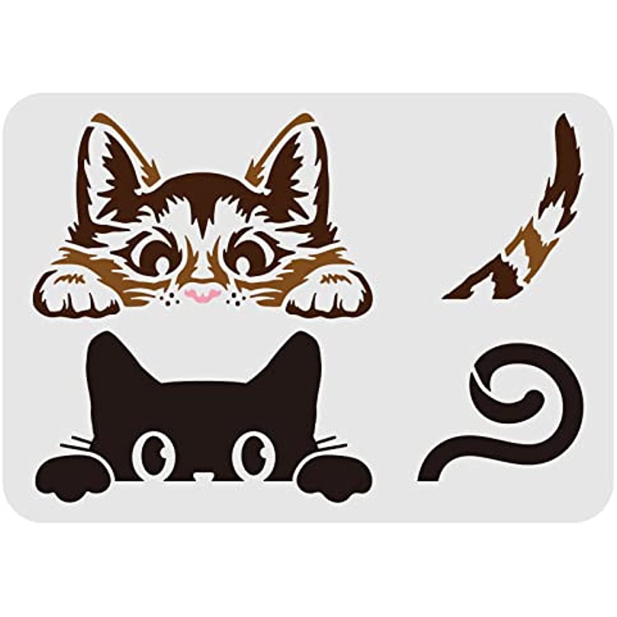 Peeking Cat Painting Stencil Reusable Cute Cat Drawing Stencil Cat ...