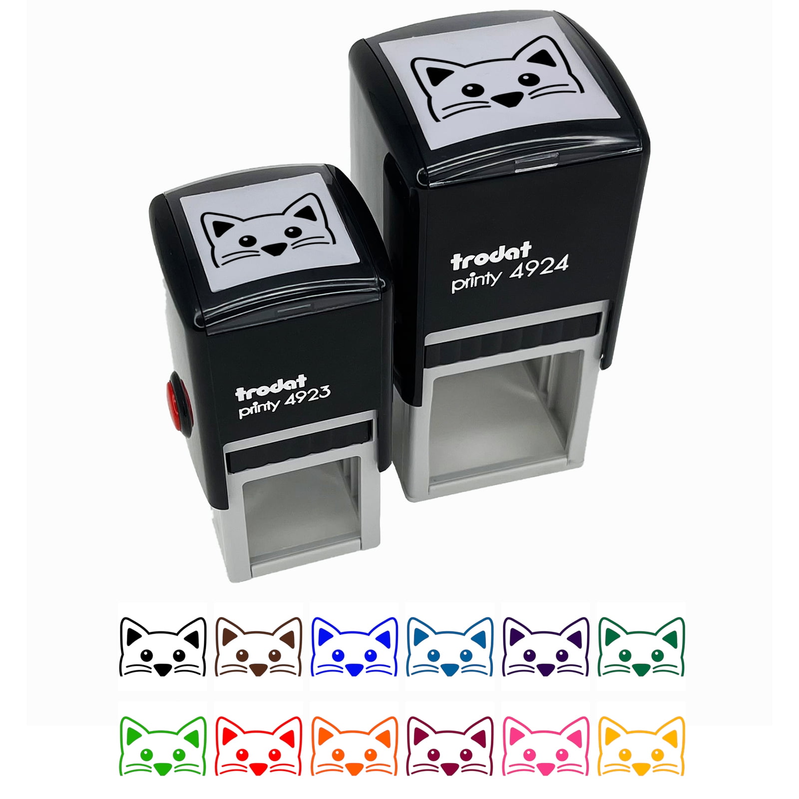 Peeking Cat Self-Inking Rubber Stamp Ink Stamper - Green Ink - Small 1 ...