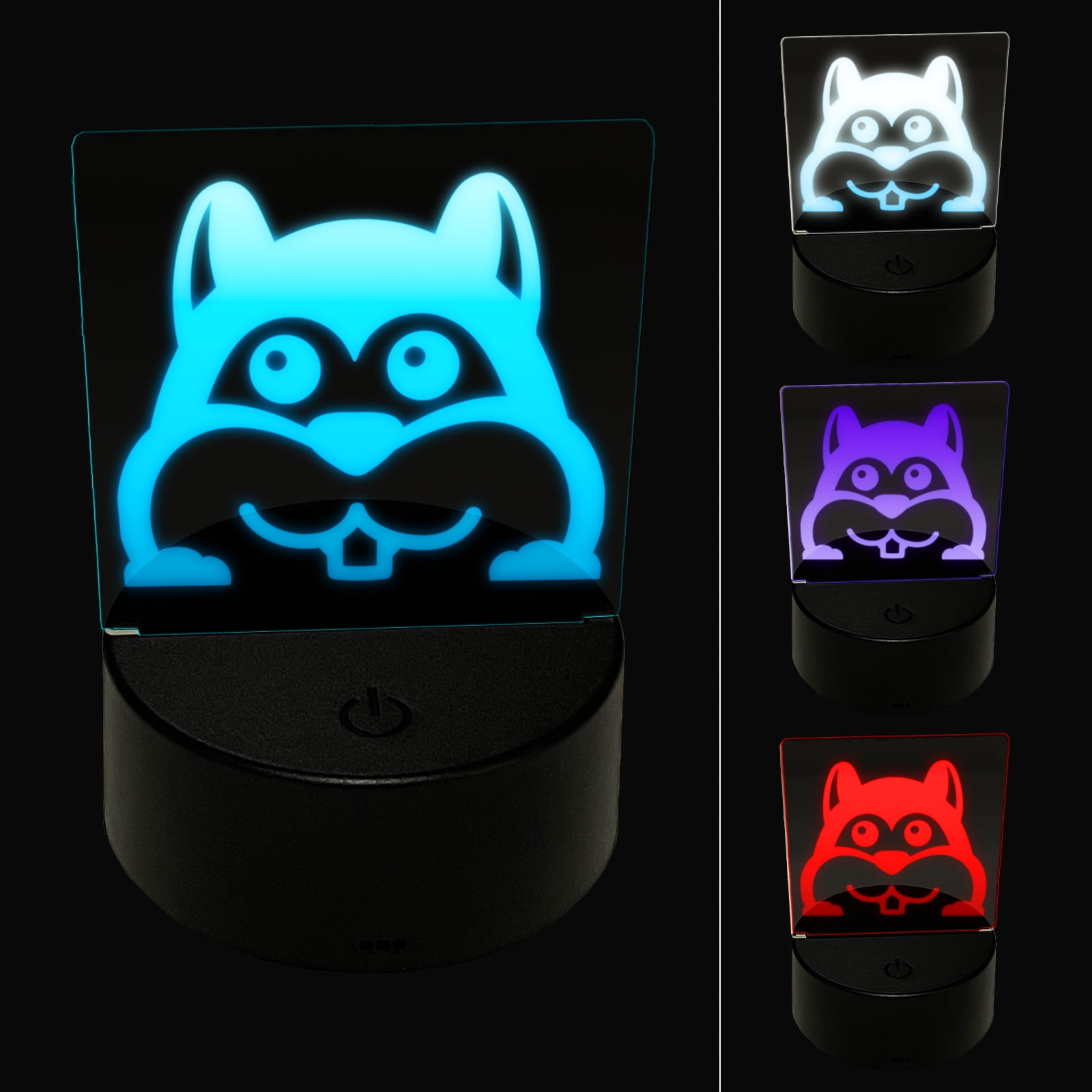 Peeking Chipmunk LED Night Light Sign 3D Illusion Desk Nightstand Lamp ...