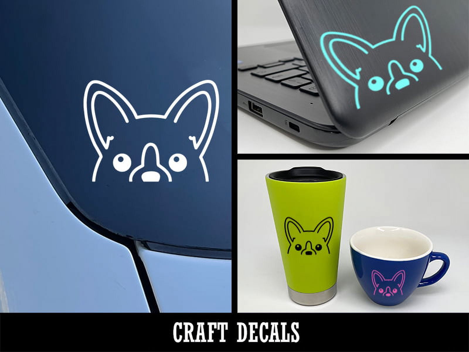 Peeking Corgi Dog Craft Vinyl Indoor Outdoor Decal Sticker - Red - 5 ...