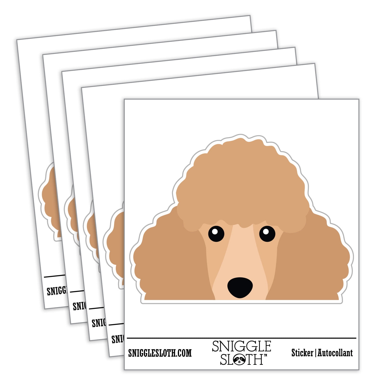 Peeking Cream Poodle Dog Car Window Bumper Water Bottle Phone Tablet ...