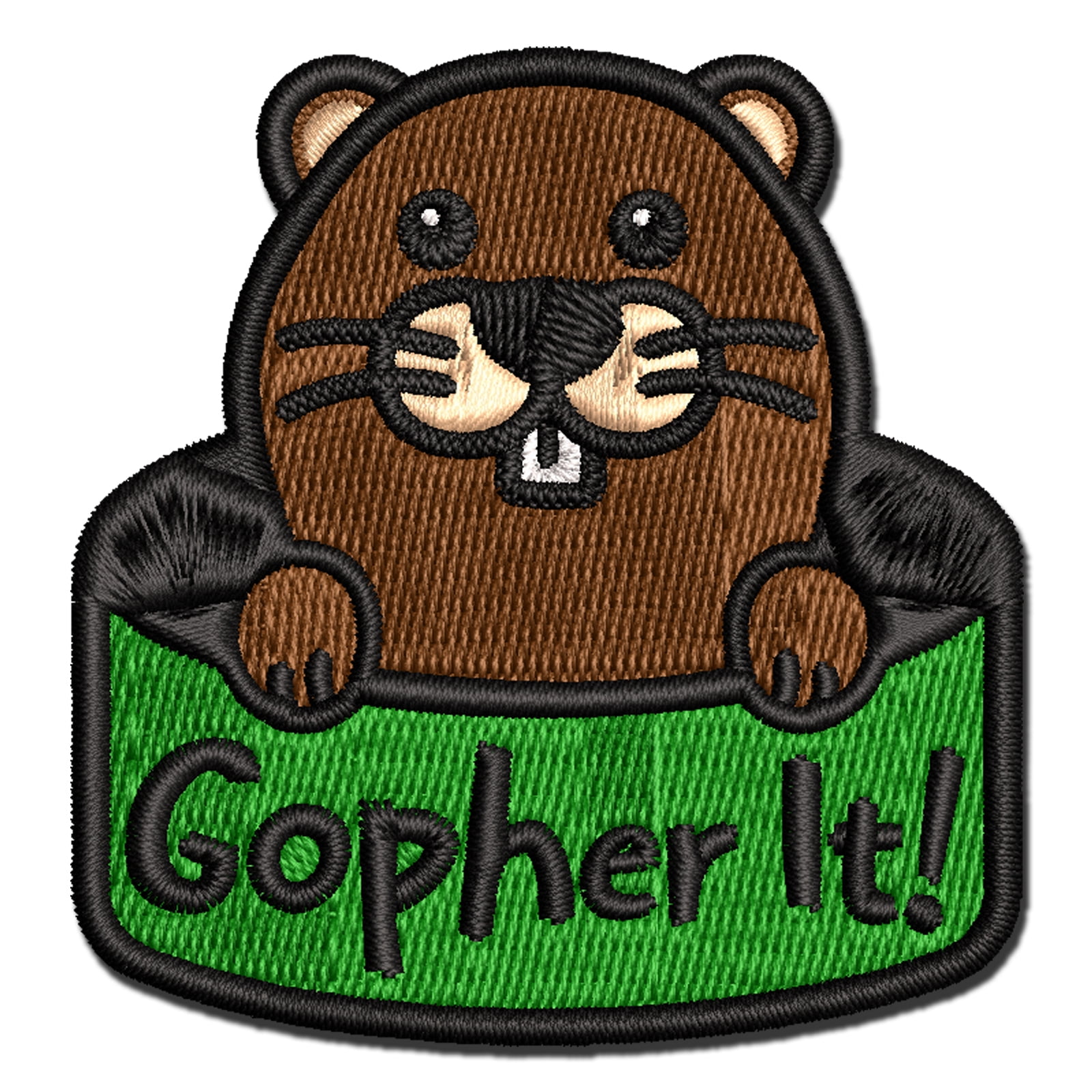 Peeking Gopher Go For It Applique Multi-Color Embroidered Iron-On Patch ...