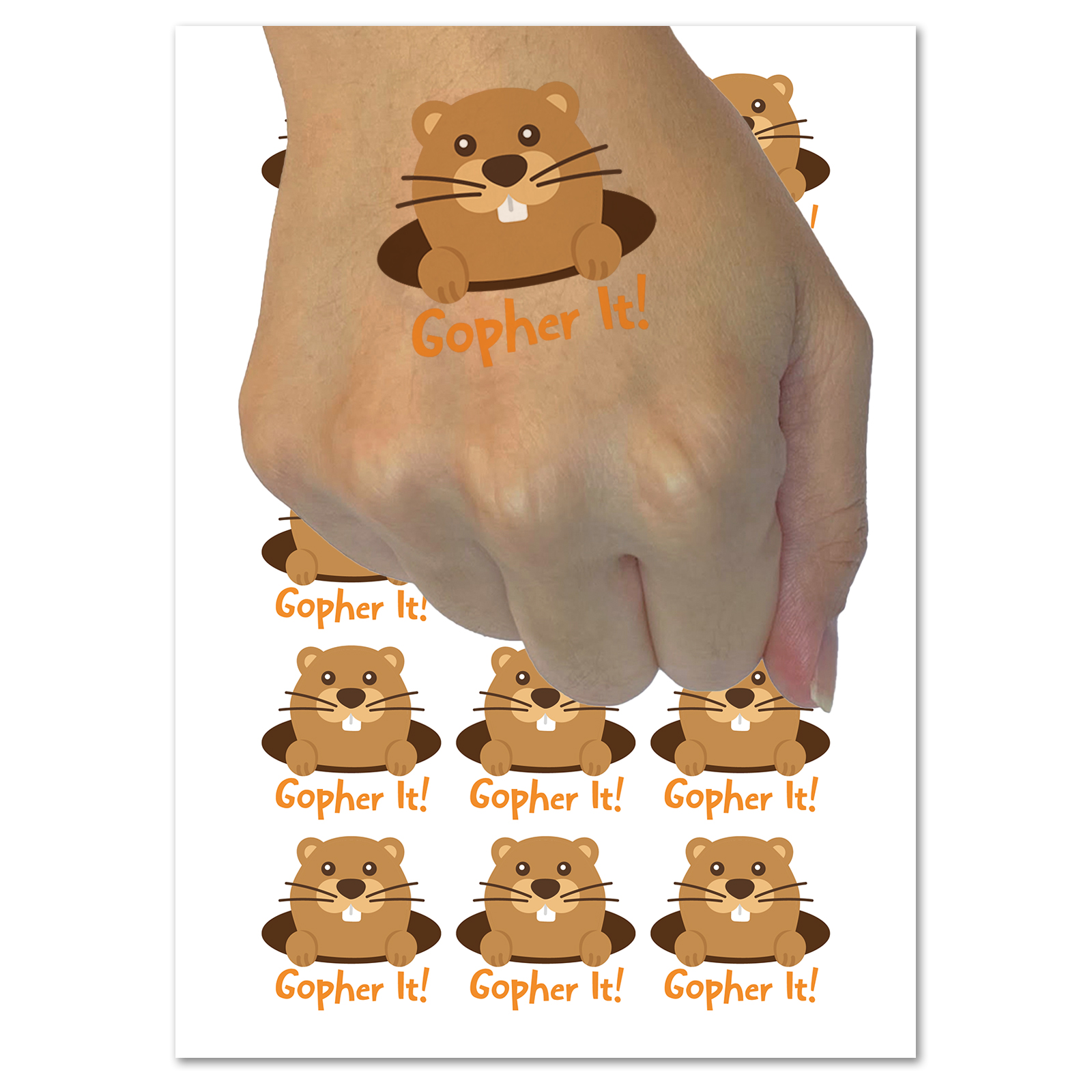 Peeking Gopher Go For It Water Resistant Temporary Tattoo Set Fake Body Art Collection - 15 2 ...