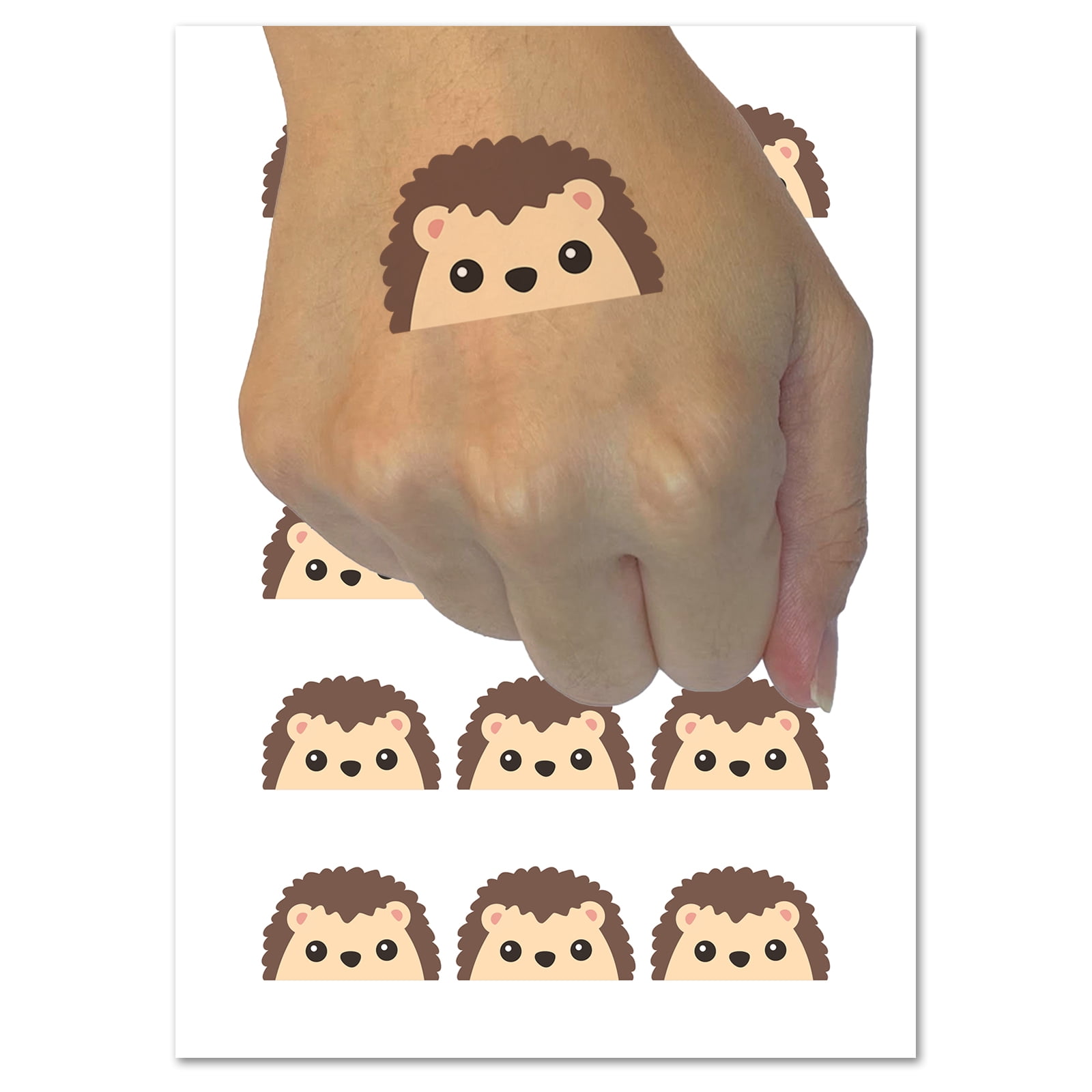 Peeking Hedgehog Water Resistant Temporary Tattoo Set Fake Body Art ...