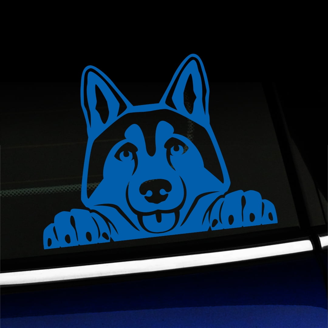 Peeking Husky - Vinyl Decal - Choose Color - [AZURE BLUE] - Walmart.com