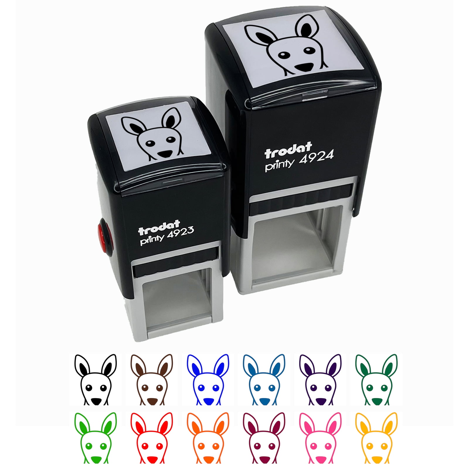 Peeking Kangaroo Self-Inking Rubber Stamp Ink Stamper - Lime Green Ink ...