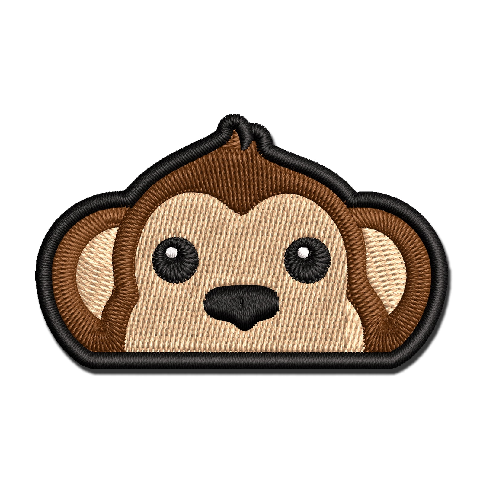 Peeking Monkey Applique Multi-Color Embroidered Iron-On Patch - 3 Inch ...
