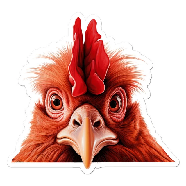 Peeking Rooster Chicken Sticker Indoor Outdoor Phone Decal Water Bottle ...