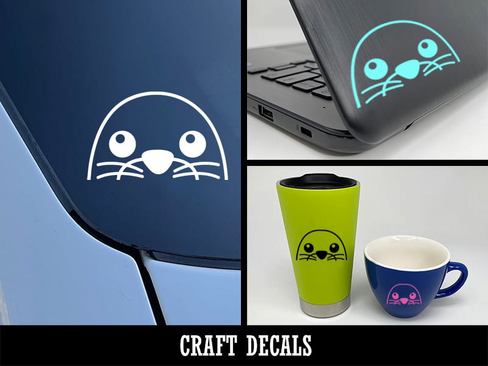 Peeking Seal Craft Vinyl Indoor Outdoor Decal Sticker - Hot Pink - 3 ...