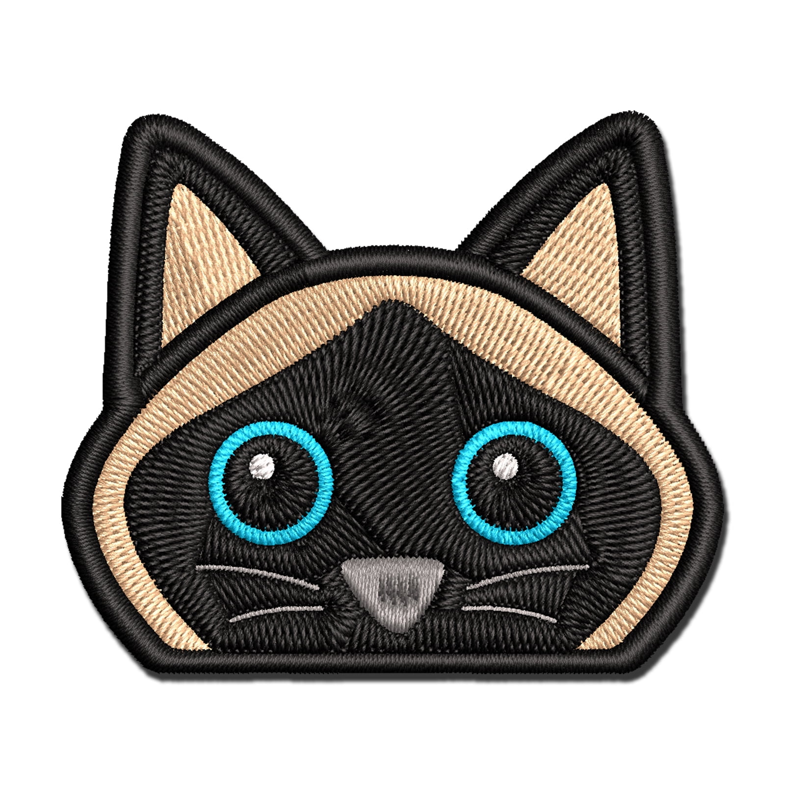 Peeking Siamese Cat Applique Multi-Color Embroidered Iron-On Patch - 2. ...
