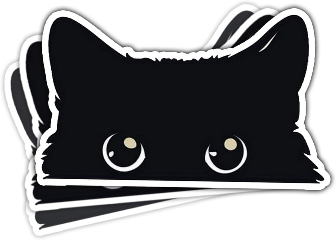 Peeking Sneaky Cat Sticker, Cute Black Cat Sticker, Black Cat Car Decal ...