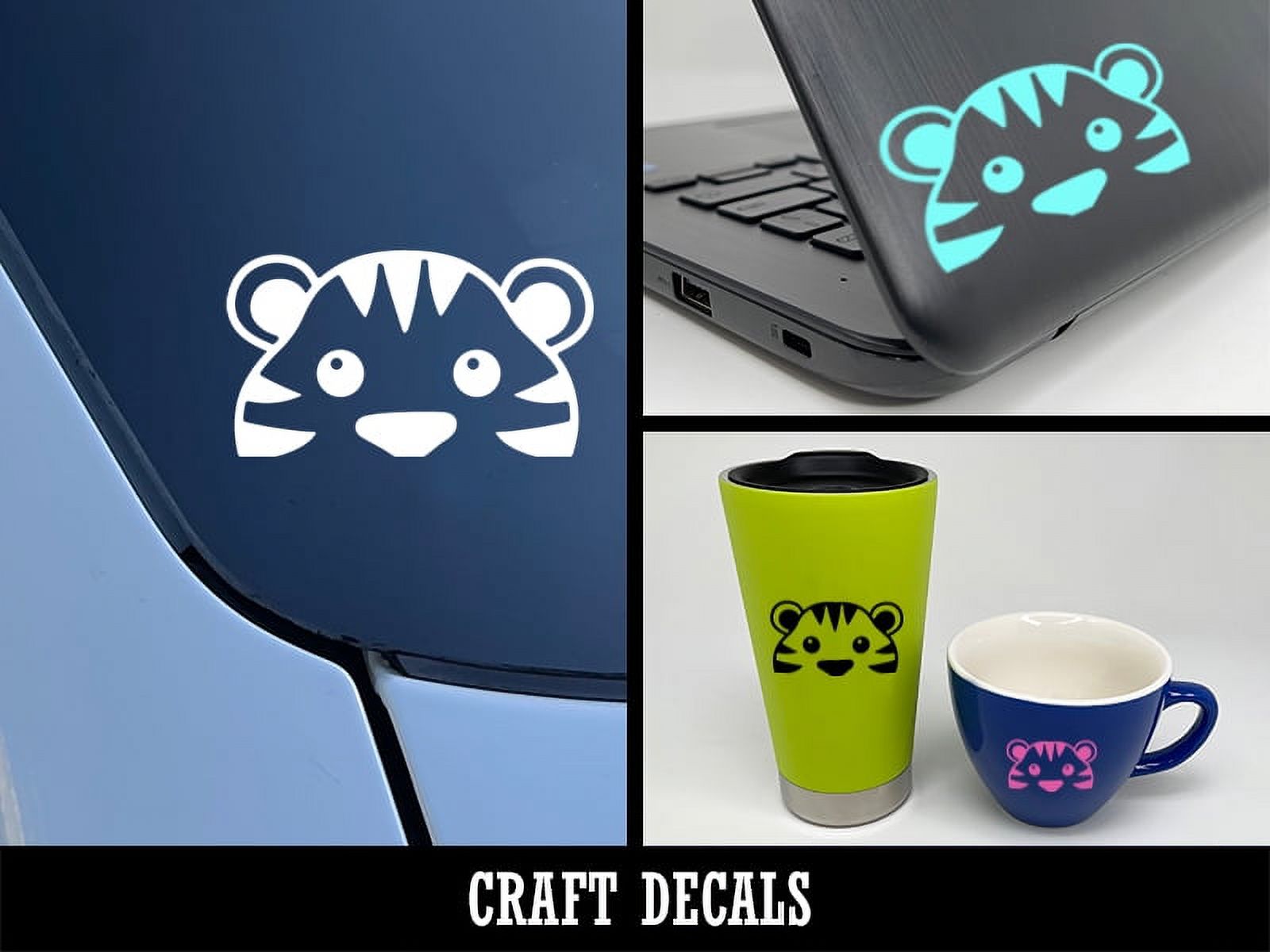 Peeking Tiger Craft Vinyl Indoor Outdoor Decal Sticker - White - 5 Inch ...
