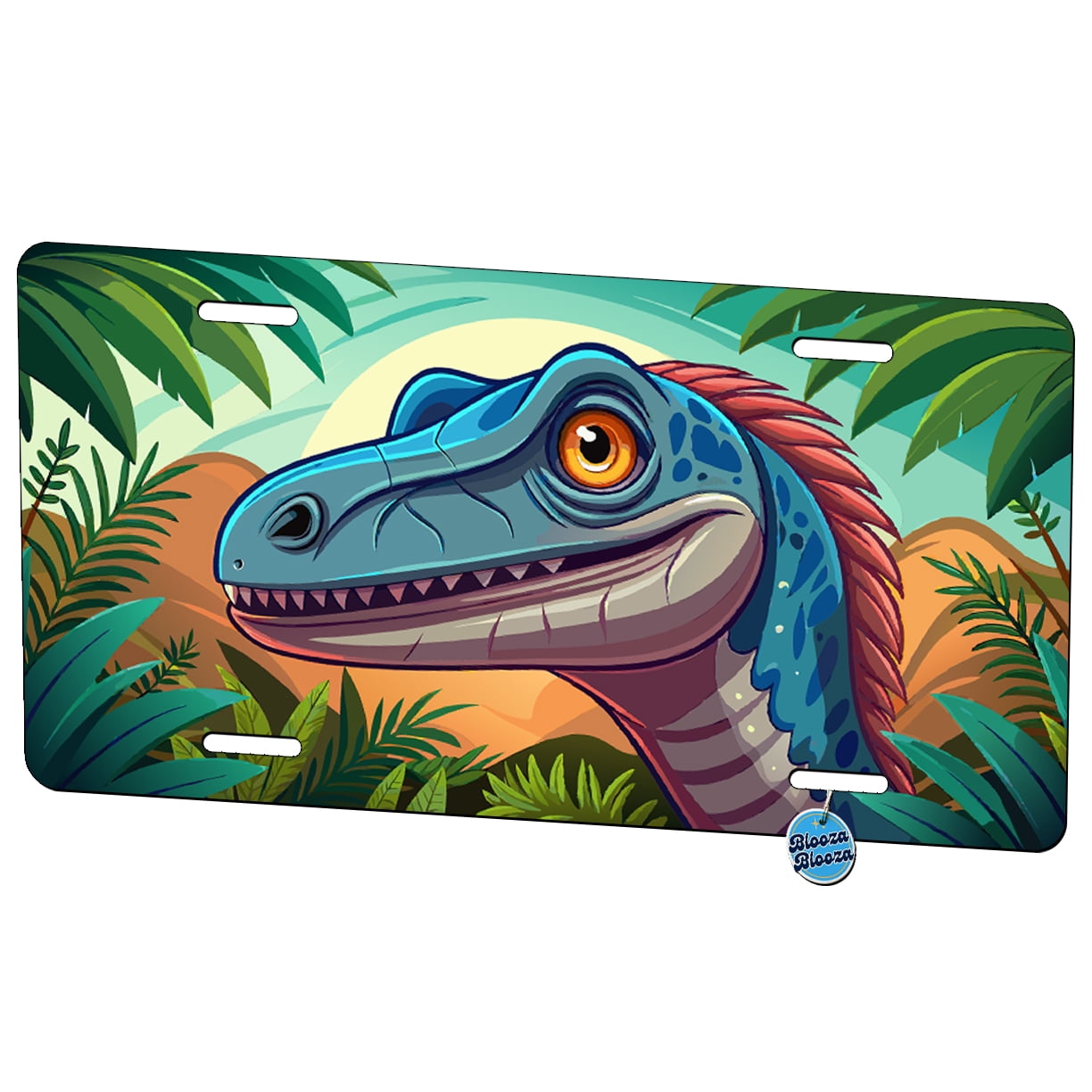 Peeking Velociraptor Dinosaur Metal Novelty License Plate - Walmart.com
