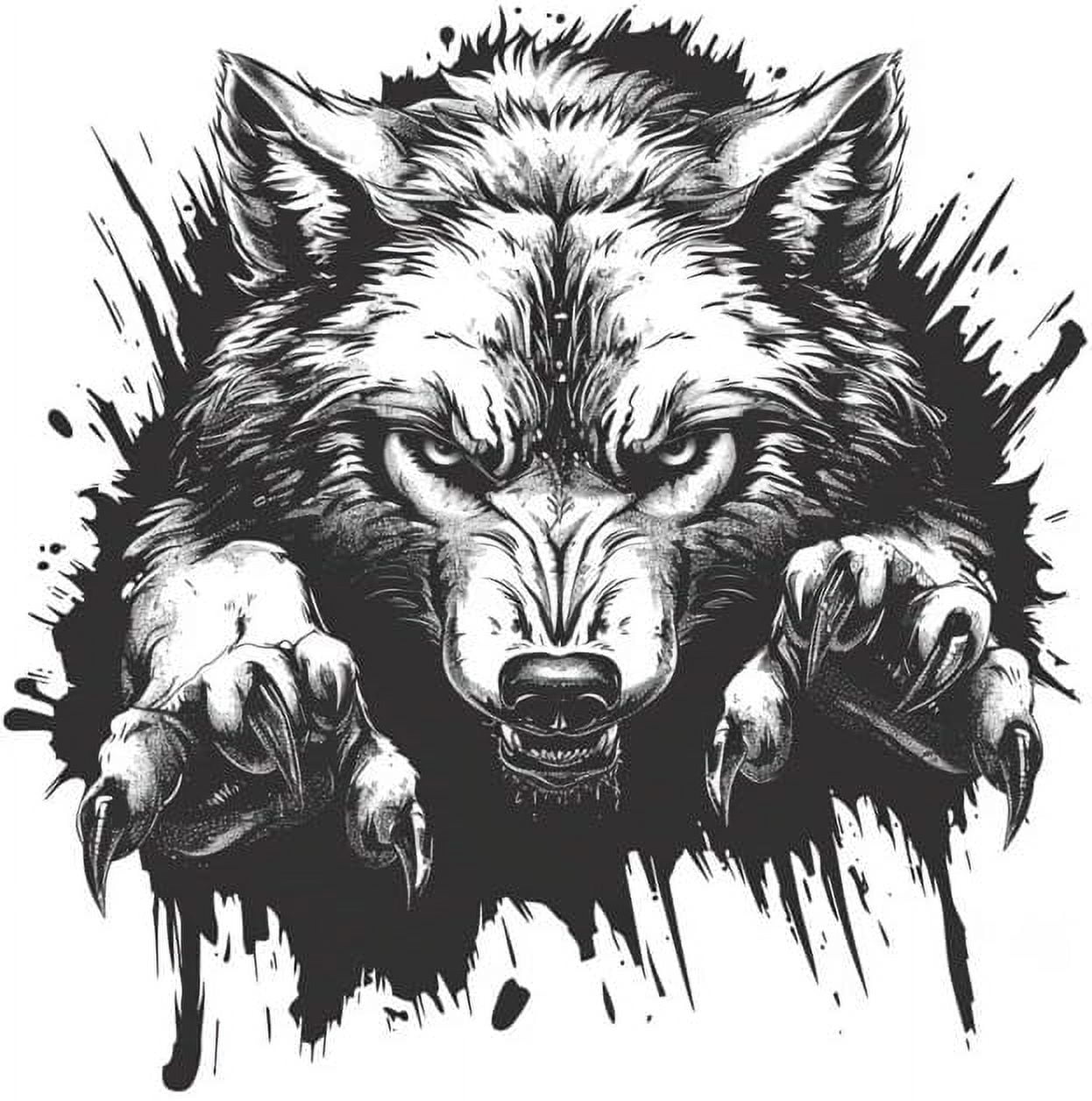 Peeking Wild Wolf with Paws Decals for Car, 3D Popping Wolf with Black and White, Wolf Claw ...