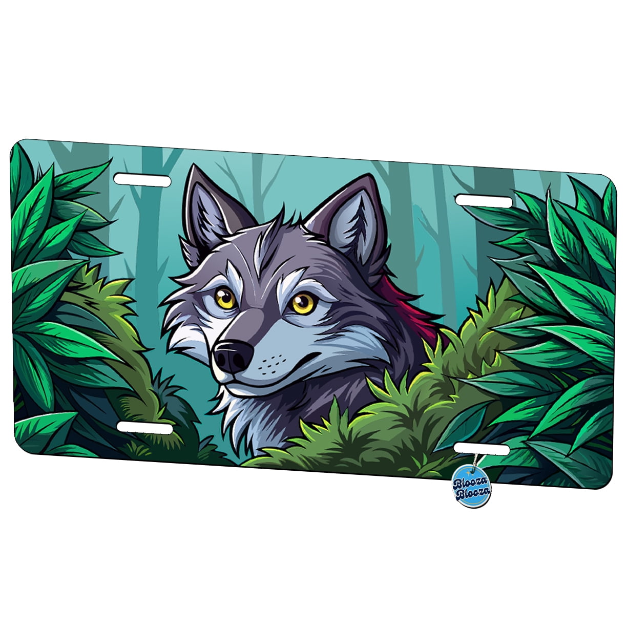 Peeking Wolf Metal Novelty License Plate - Walmart.com