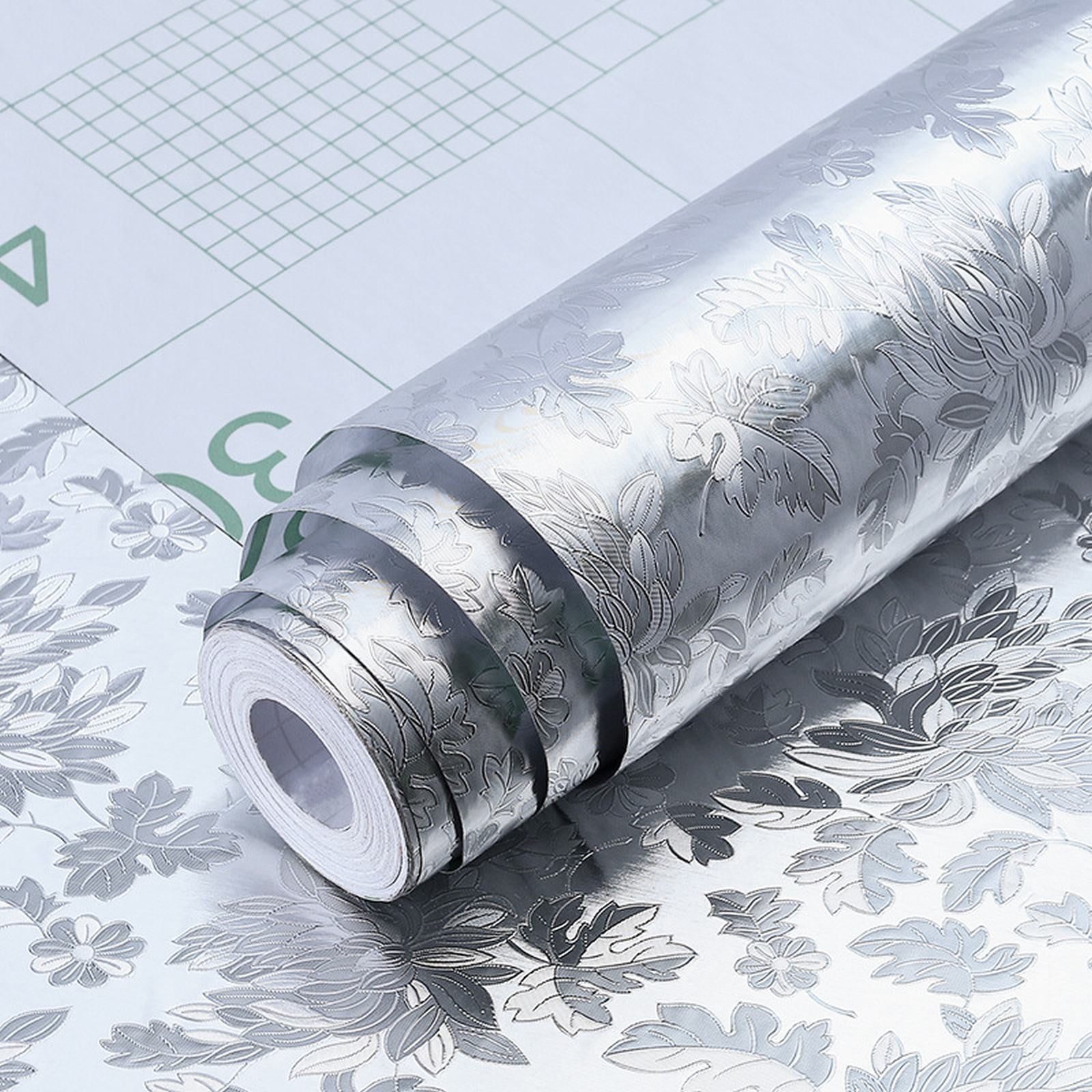 Peel And Stick Aluminum Foil Wallpaper Oil Proof Silver Checker ...