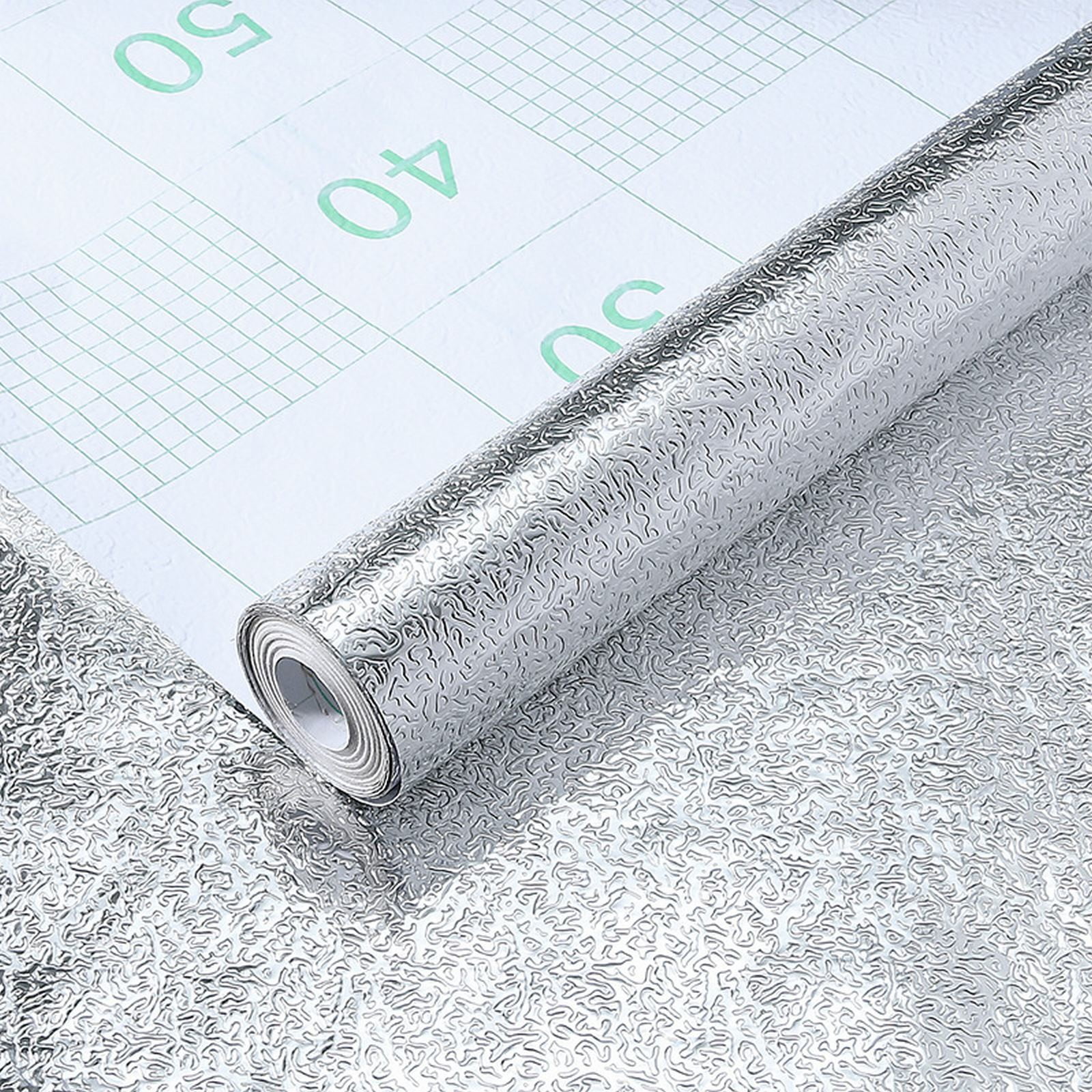 Peel And Stick Aluminum Foil Wallpaper Oil Proof Silver Checker ...