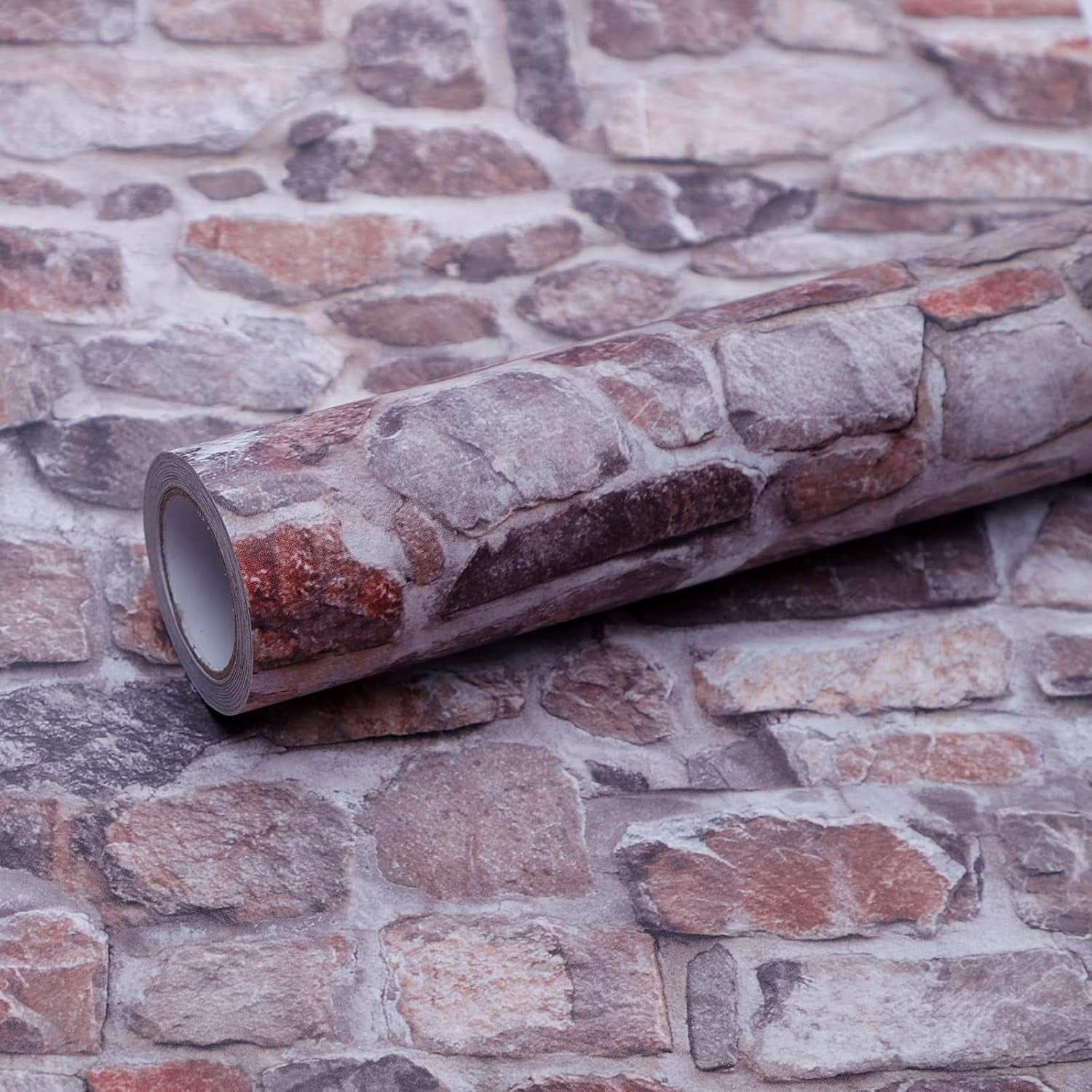 Peel-And-Stick Faux Red Brick Vinyl Wallpaper Contact Paper 23.6" x 118 ...