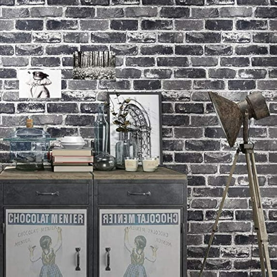 Peel And Stick Wallpaper Grey Brick Pattern Vinyl Waterproof Self ...