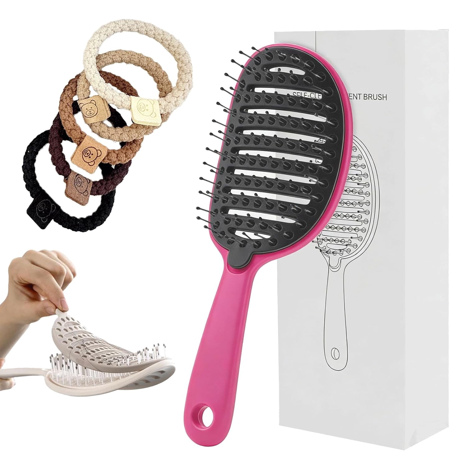 Peel Brush, Peel Hair Brush, Self-Cleaning Hair Brush with Peel-Off ...