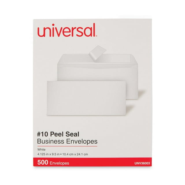 Universal Peel Seal #10 Business Envelopes - White, 500/Box - Walmart ...