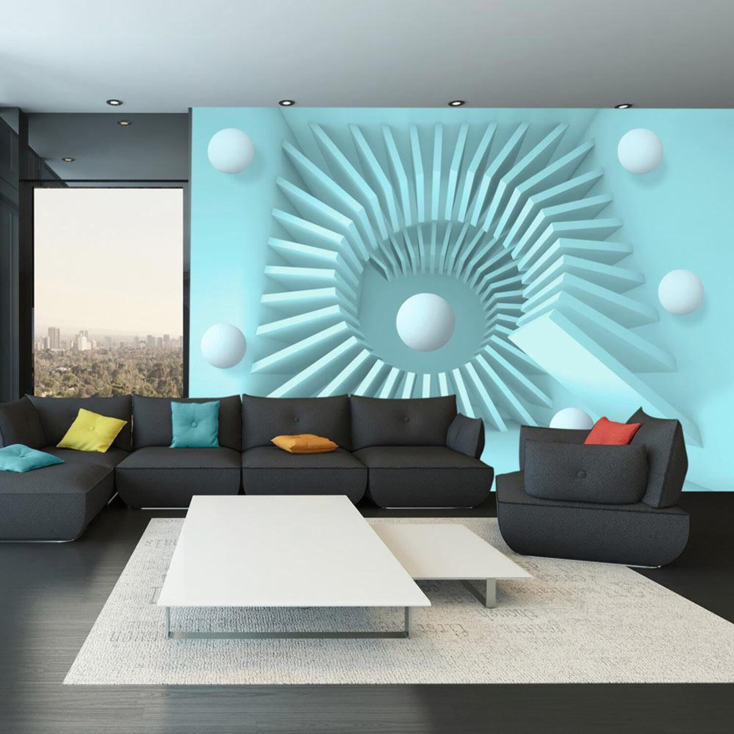 Peel & Stick 3D Illusion Wall Mural - Blue Maze - Removable Wall Decals ...