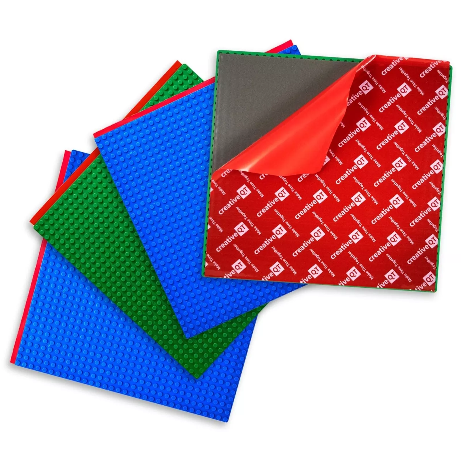 Peel & Stick Baseplates Toy Building Blocks, 4 pack, 10"x10" Green/Blue ...