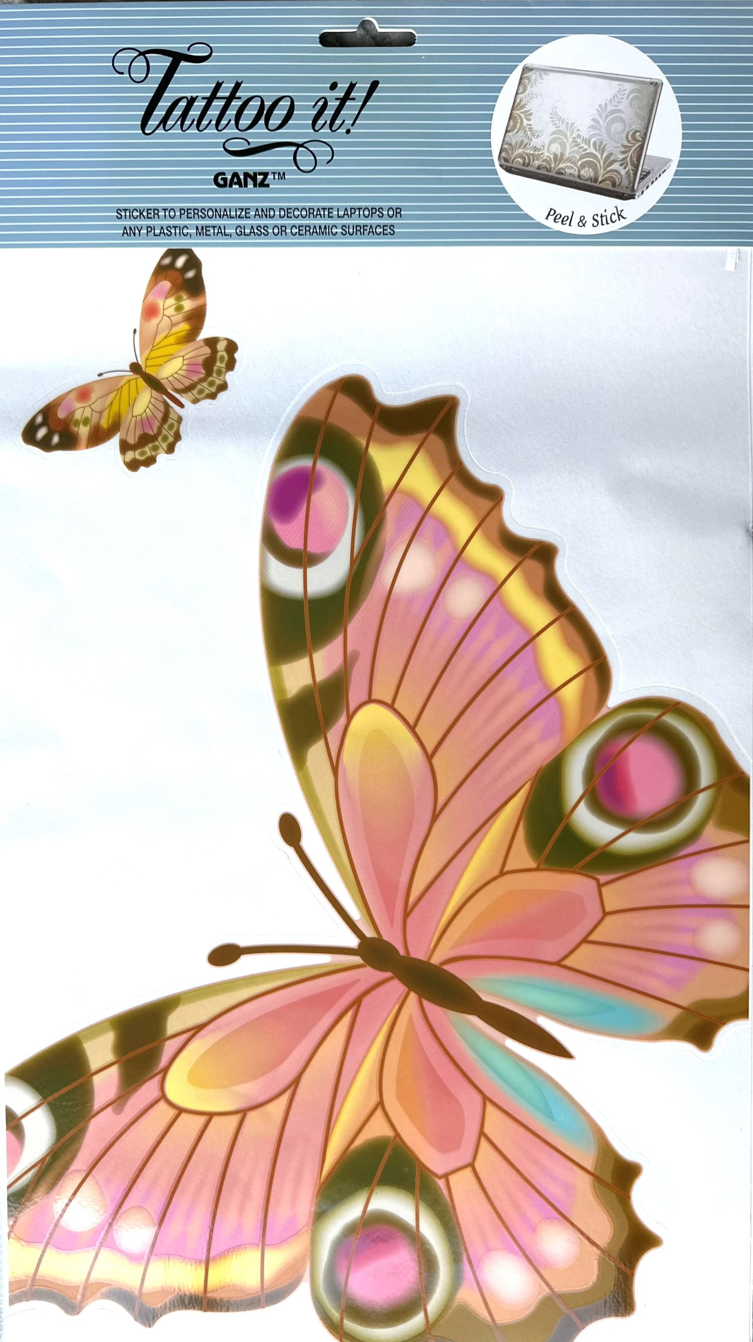 Peel & Stick Butterfly Laptop Tattoo Sticker - Walmart.com