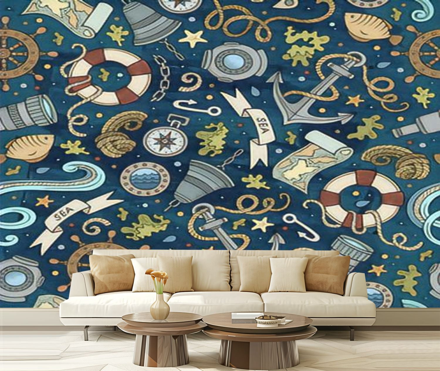 Peel and Stick Canvas Wallpaper Cartoon hand drawn seamless pattern ...