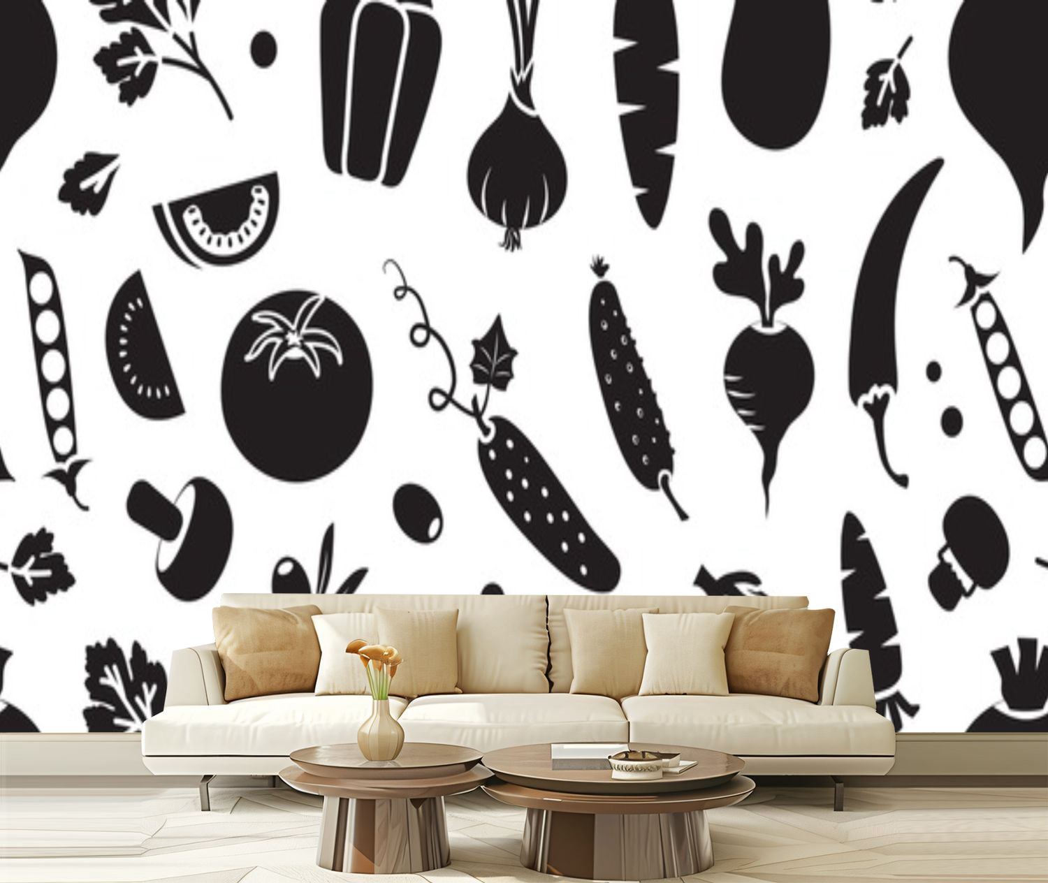 Peel and Stick Canvas Wallpaper Cartoon vegetable seamless pattern ...