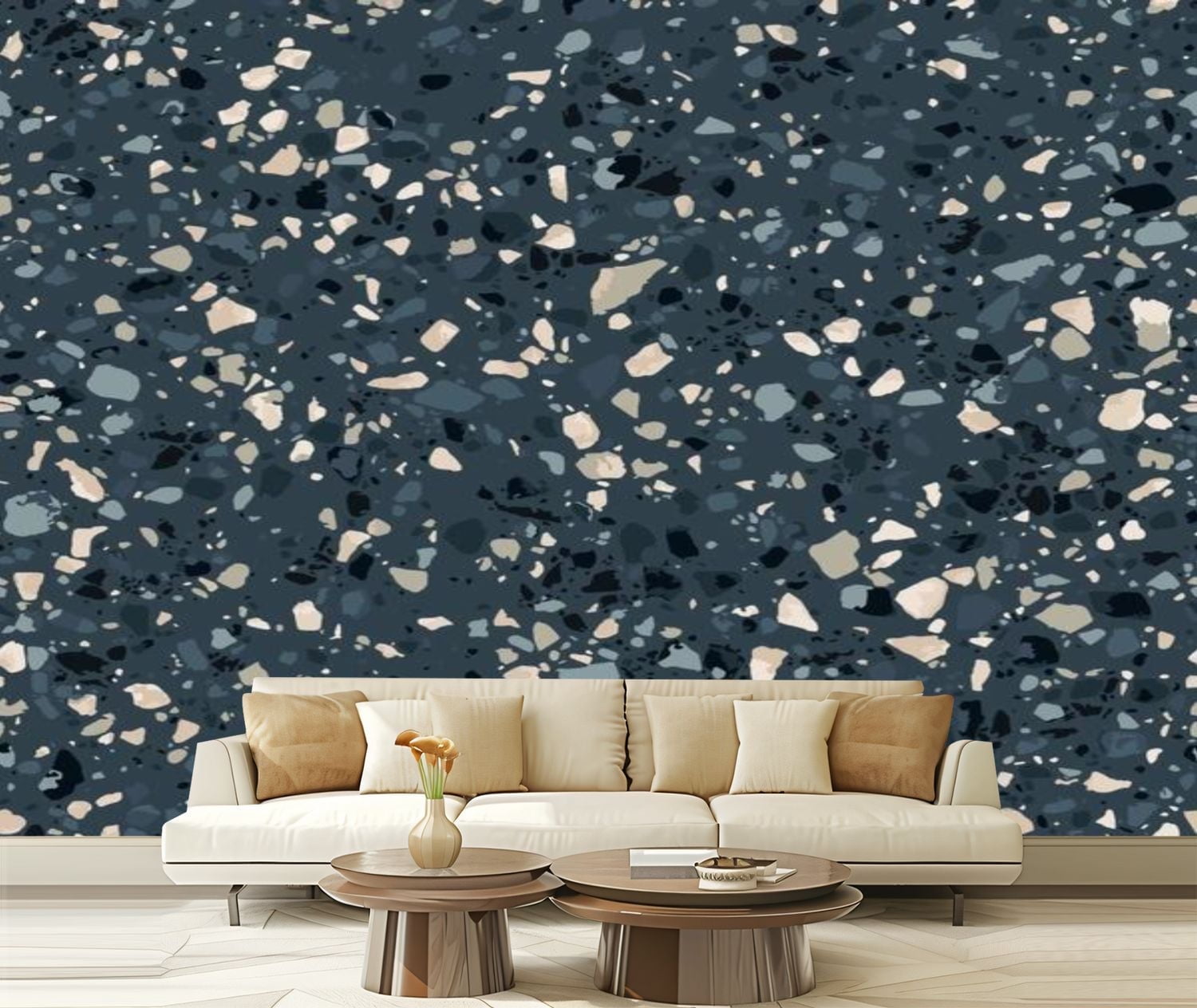 Peel and Stick Canvas Wallpaper Dark terrazzo flooring seamless texture ...