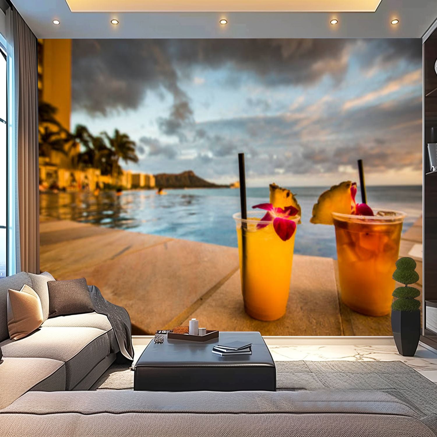 Peel and Stick Canvas Wallpaper Drink Beach Hawaiian Culture Alcohol ...