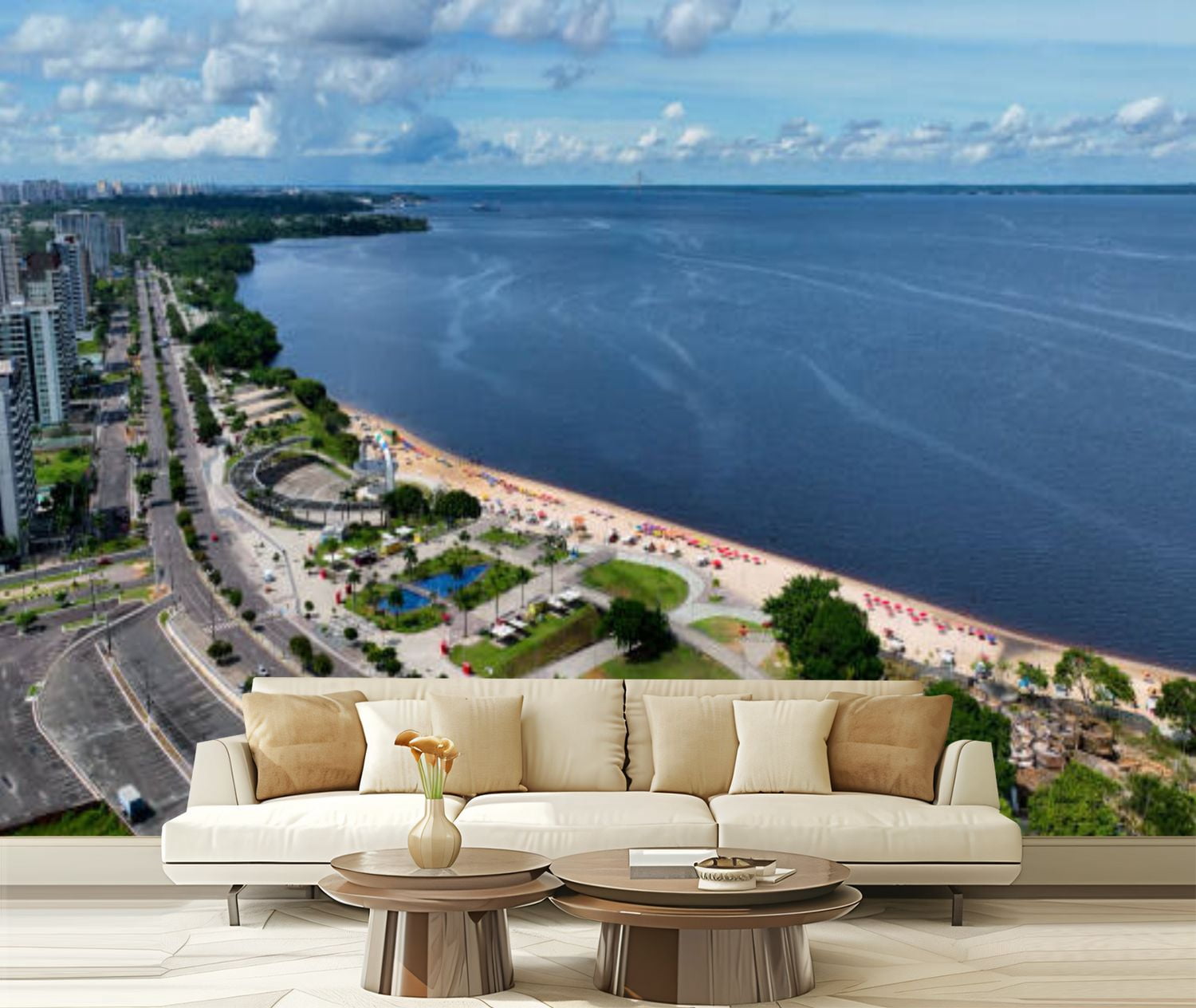 Peel and Stick Canvas Wallpaper Famous Ponta Negra Beach downtown ...
