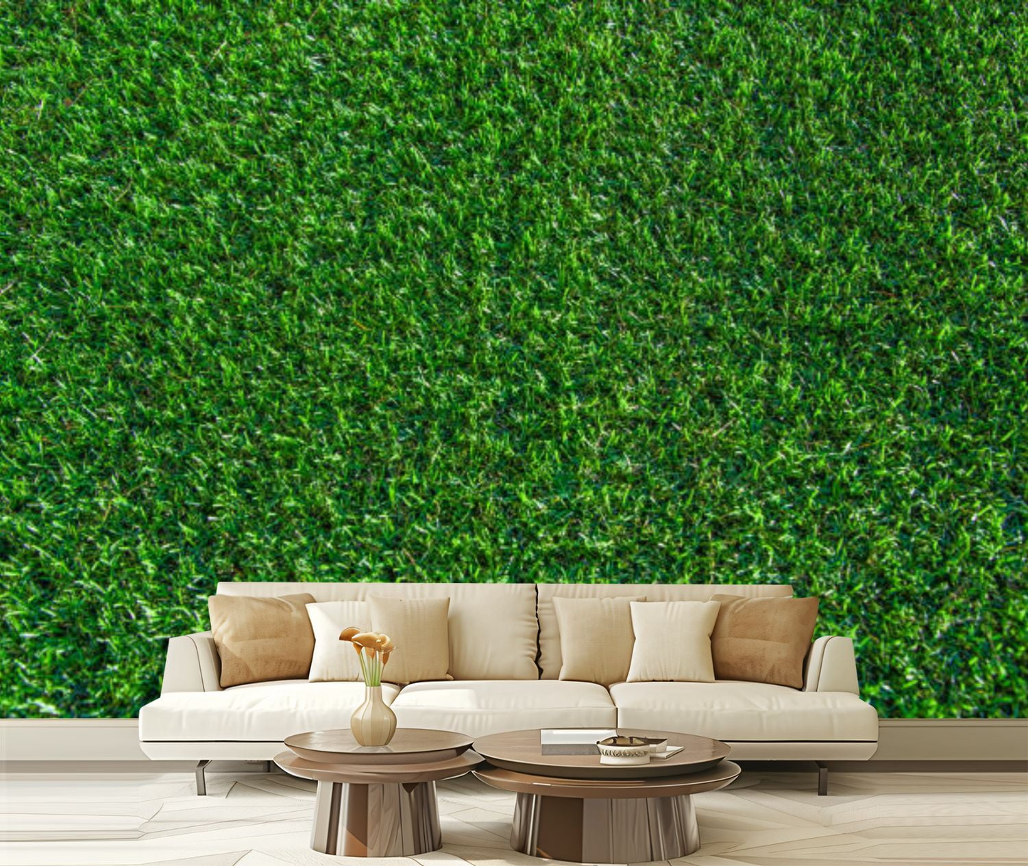 Peel and Stick Canvas Wallpaper Green grass Lawn football field green ...