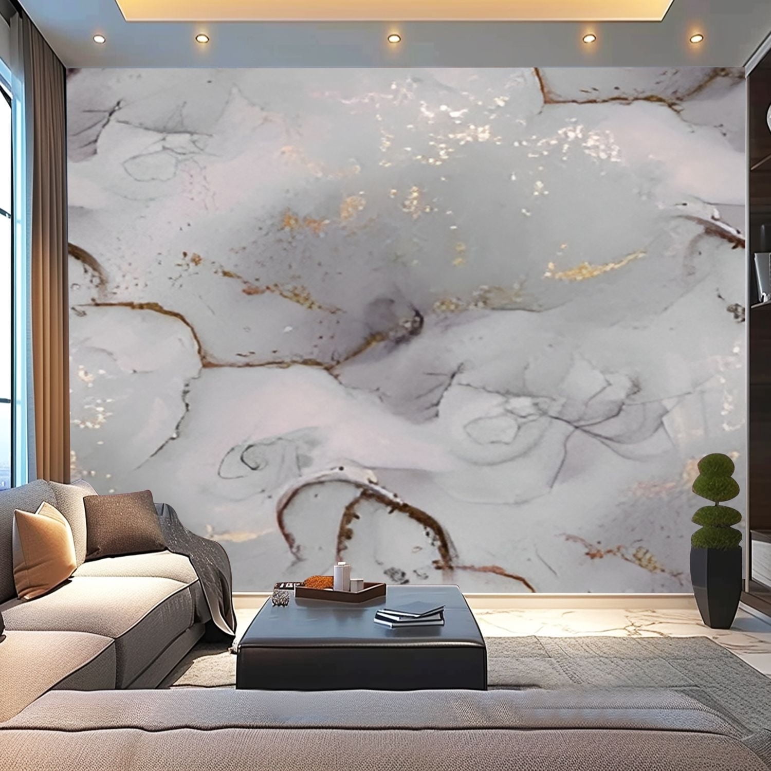 Peel and Stick Canvas Wallpaper Marble Color Pink Art Tile Pink Glitter ...