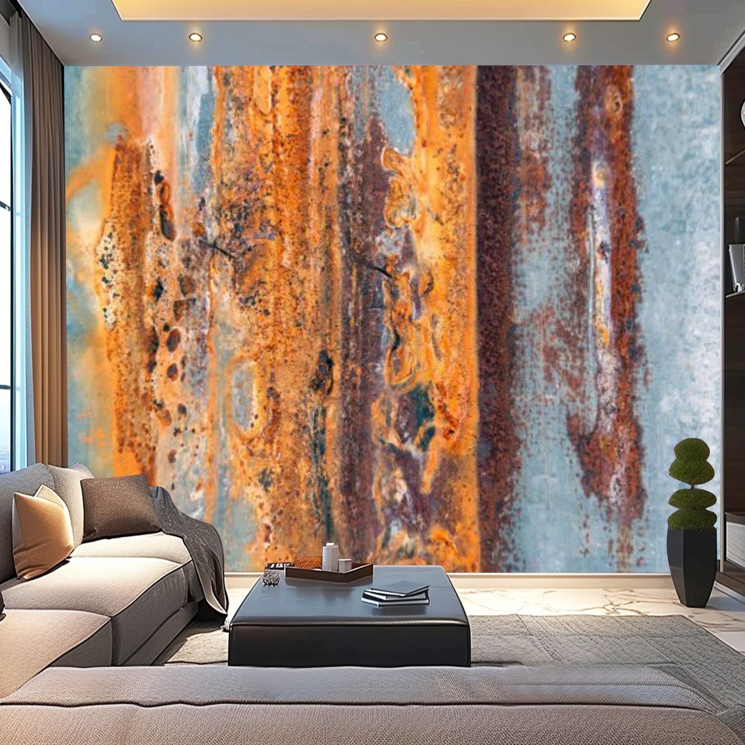 Peel and Stick Canvas Wallpaper Old zinc sheets texture rusty ...