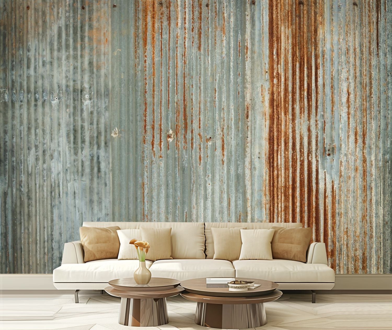 Peel and Stick Canvas Wallpaper Old zinc wall texture rusty galvanized ...