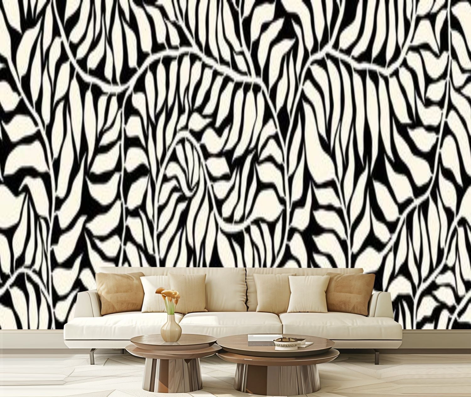 Peel and Stick Canvas Wallpaper Organic abstract shapes floral pattern ...