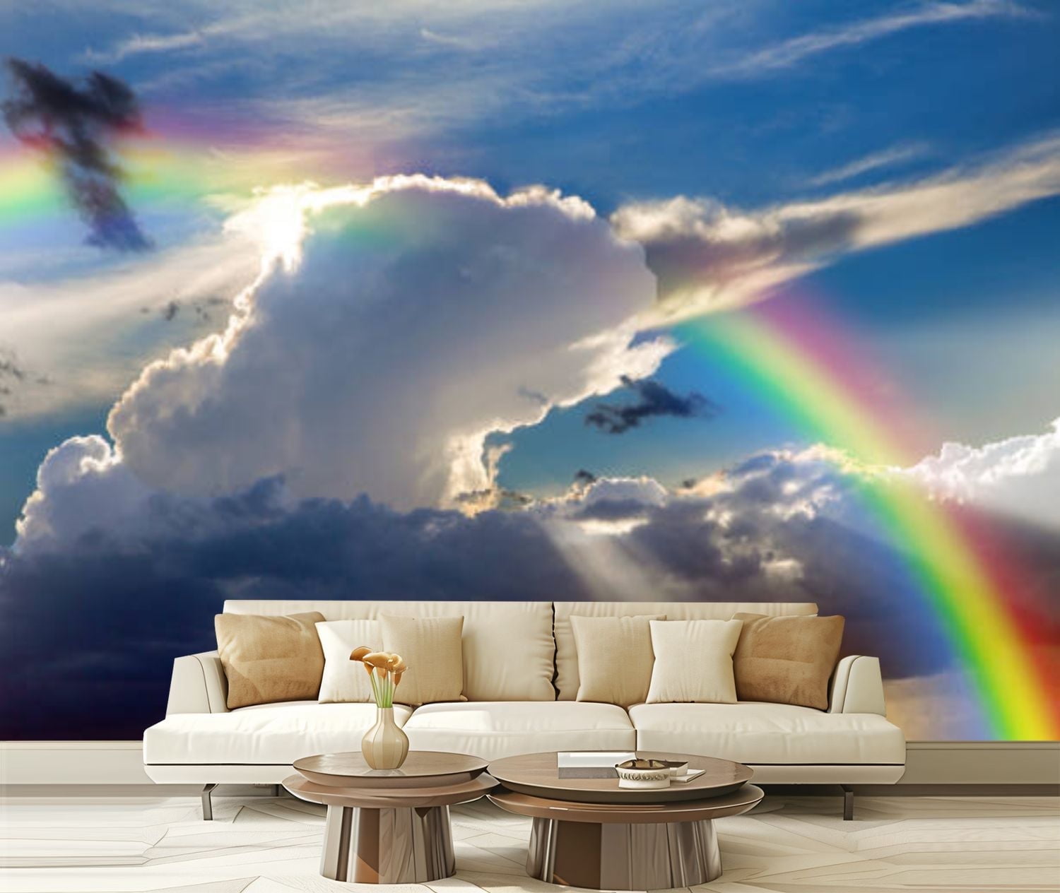 Peel and Stick Canvas Wallpaper Rays sun breaking stormy sky forming ...