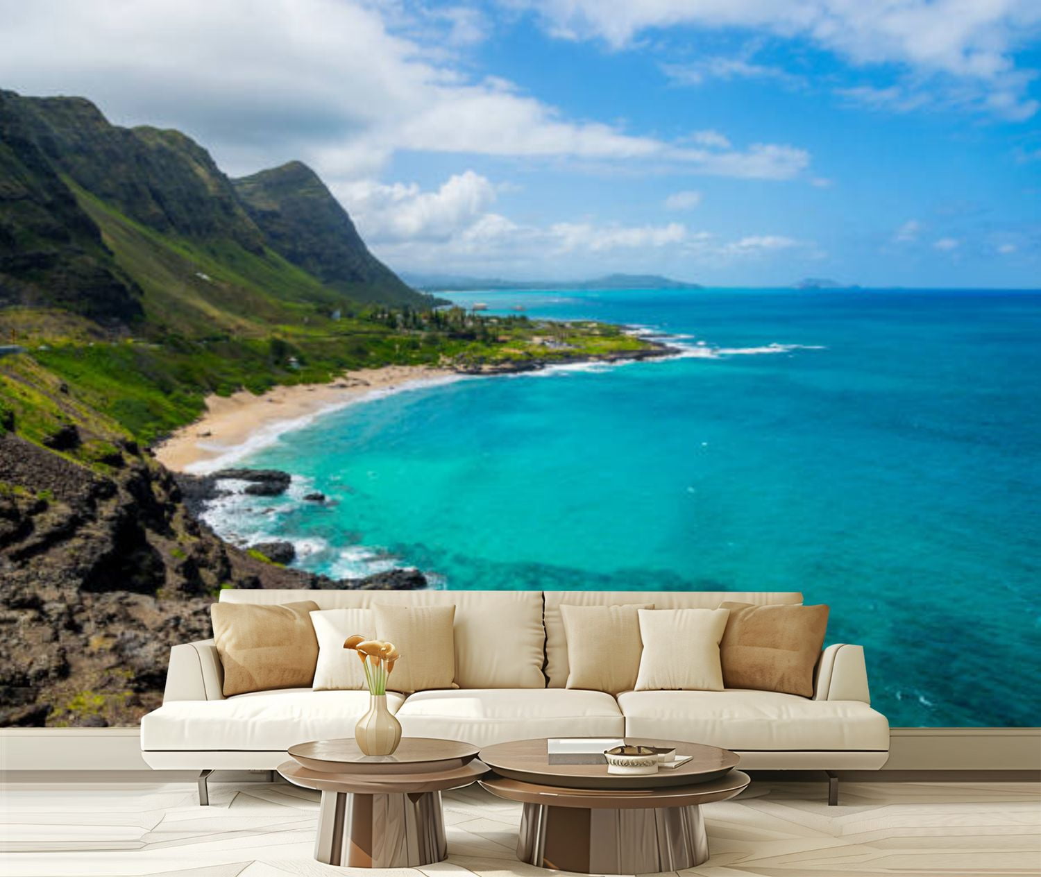 Peel and Stick Canvas Wallpaper Rocky shoreline pocket beach Makapu ...