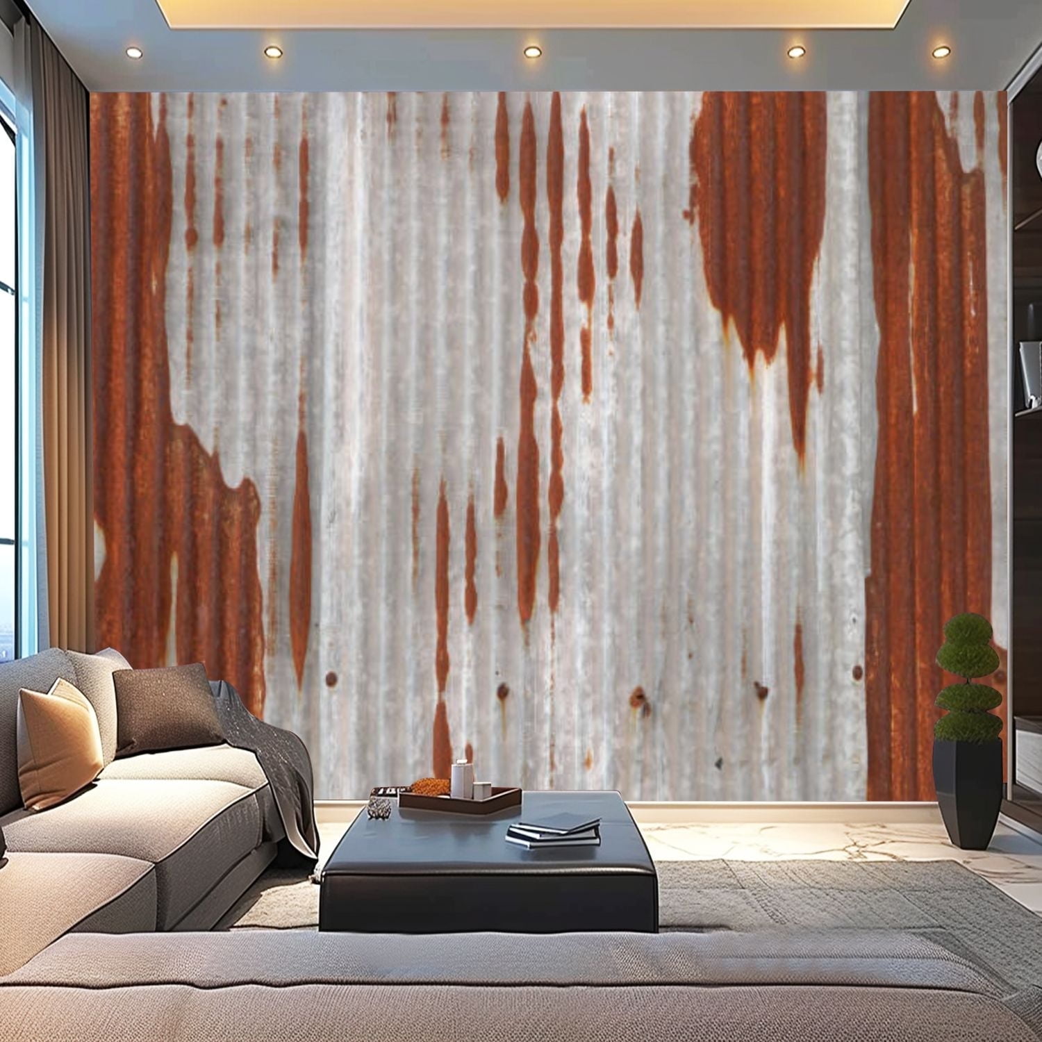 Peel and Stick Canvas Wallpaper Rusting metal siding Old metal sheet ...