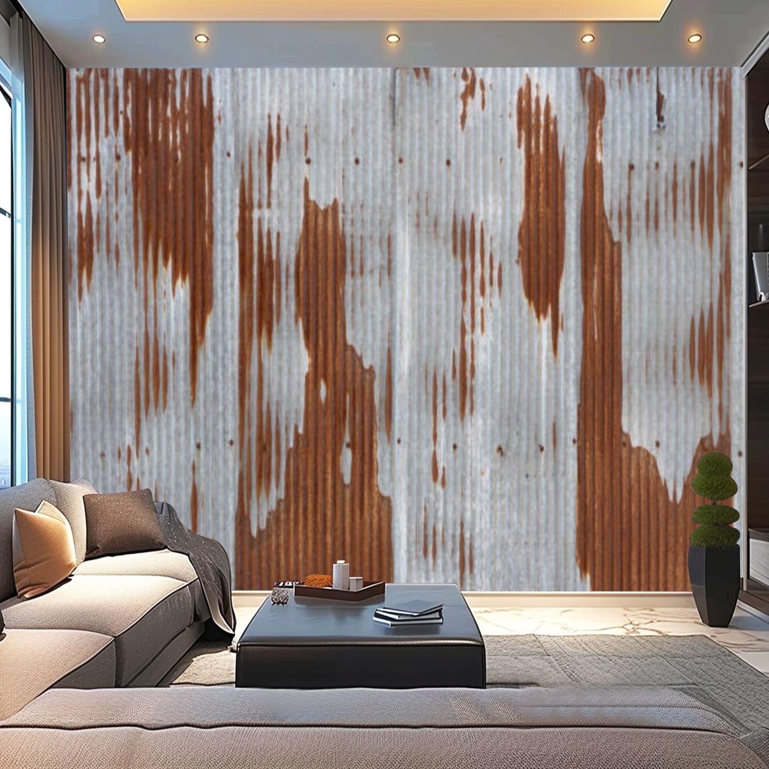 Peel and Stick Canvas Wallpaper Rusting metal siding Old sheet roof ...