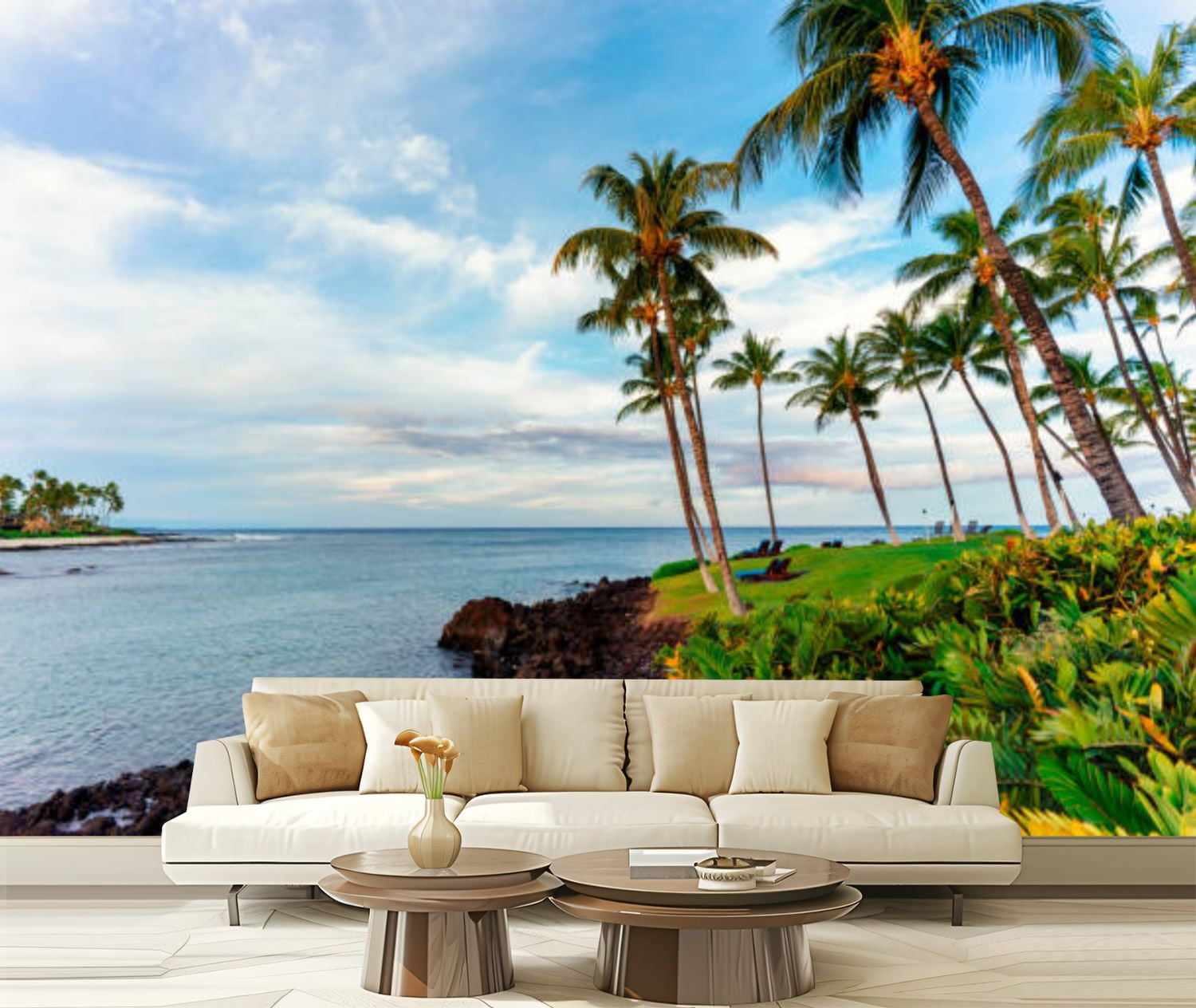 Peel and Stick Canvas Wallpaper Waiulua Bay Village Big Island Volcanic ...