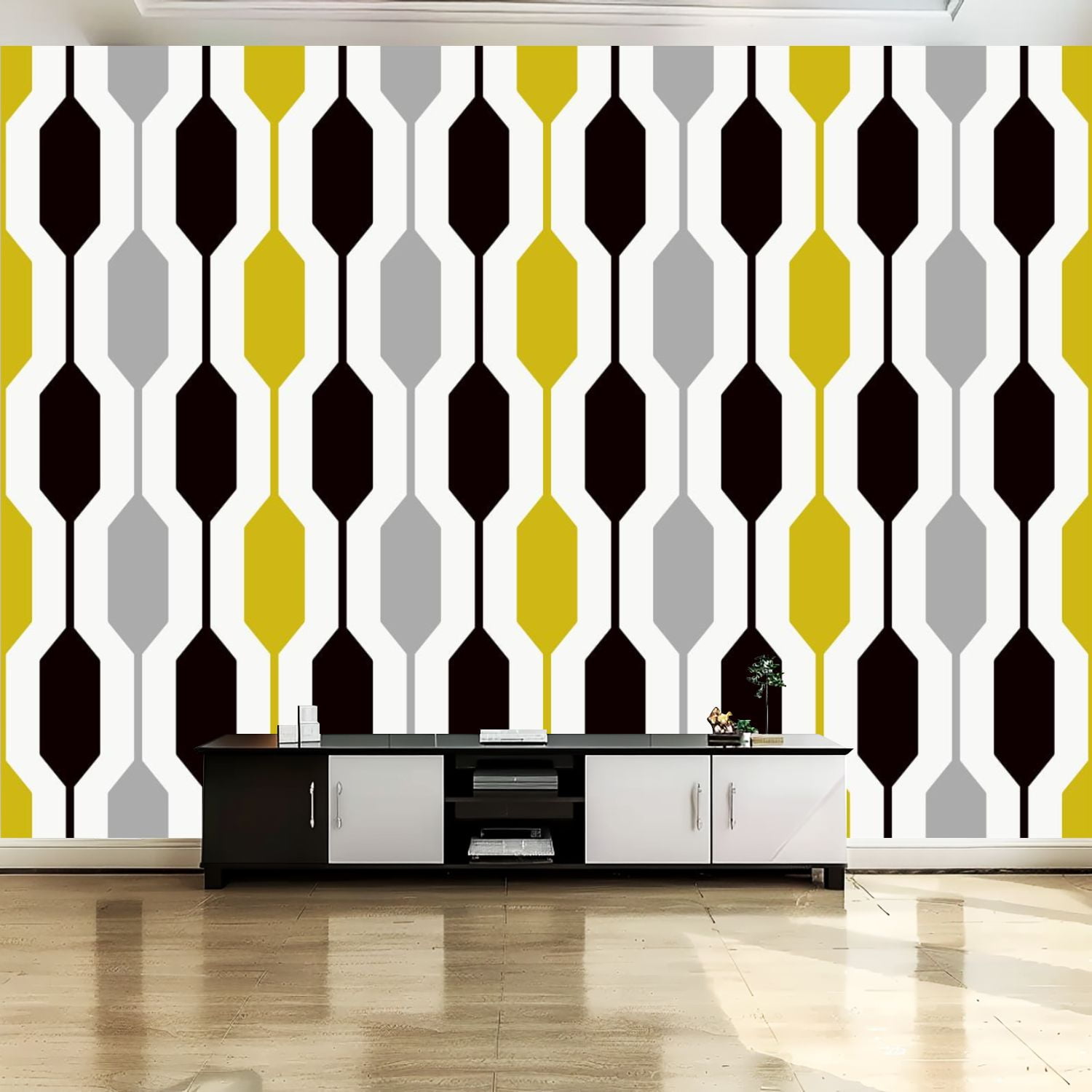 Peel and Stick Canvas Wallpaper Wall Mural 1960s Pattern Stylish Mid ...