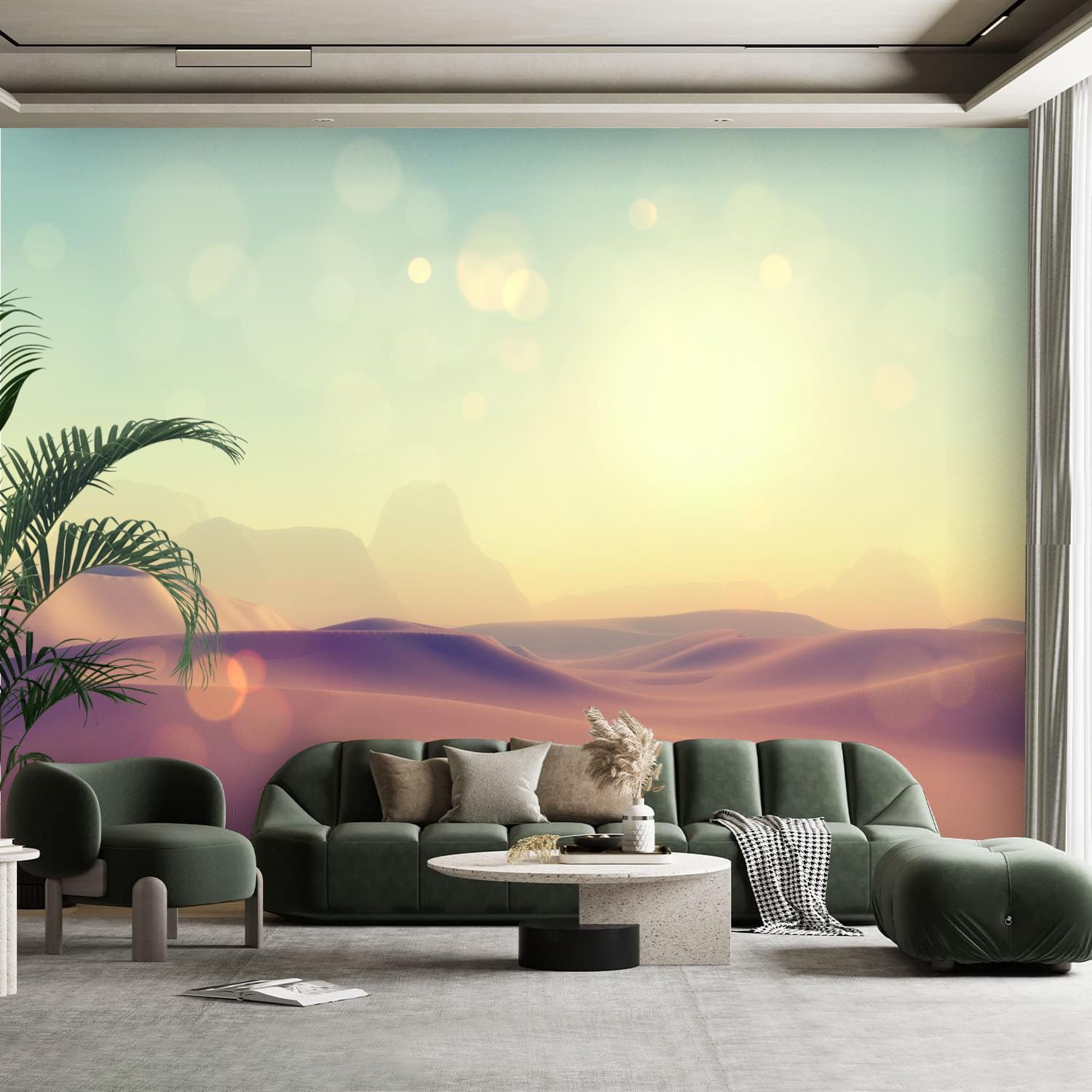Peel and Stick Canvas Wallpaper Wall Mural 3d retro styled desert scene ...