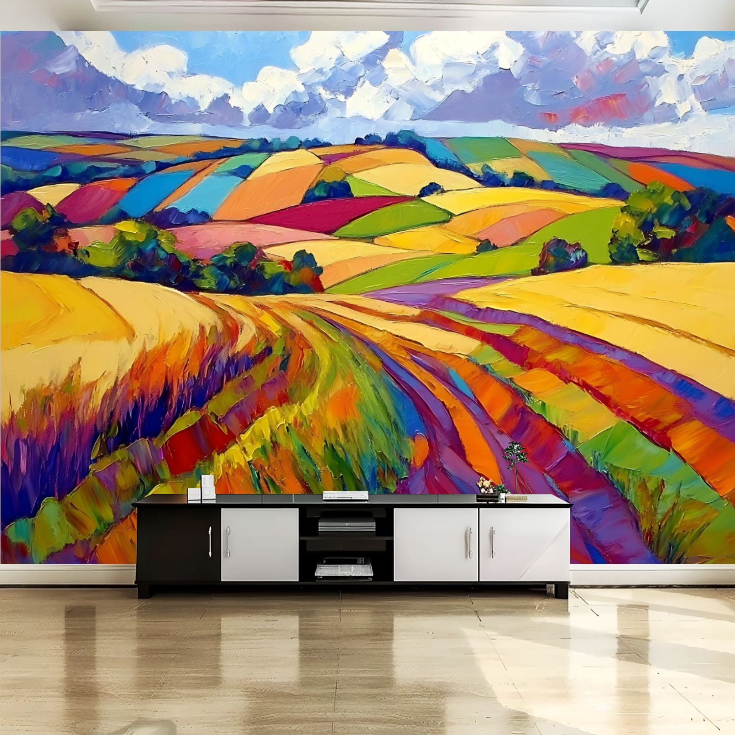 Peel and Stick Canvas Wallpaper Wall Mural Abstract Colorful Clouds ...