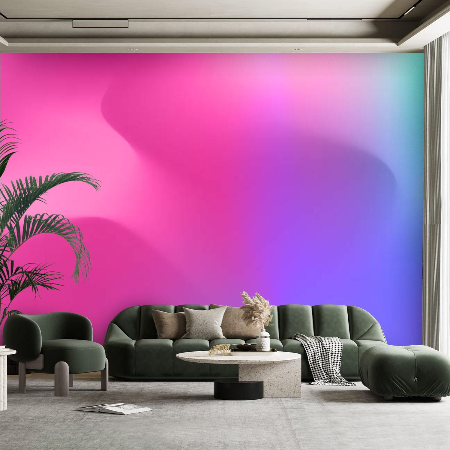 Peel and Stick Canvas Wallpaper Wall Mural Abstract blue purple pink ...