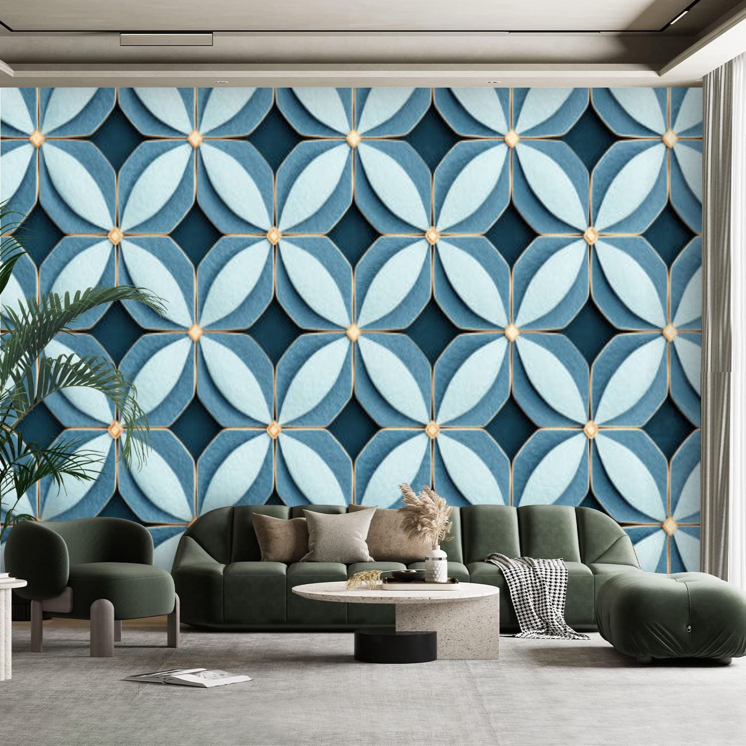 Peel and Stick Canvas Wallpaper Wall Mural Abstract geometric beautiful ...
